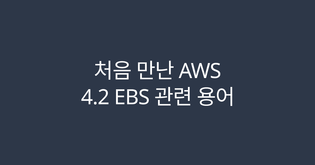 [문서] 처음 만난 AWS: EBS 관련 용어 - FrontOverflow